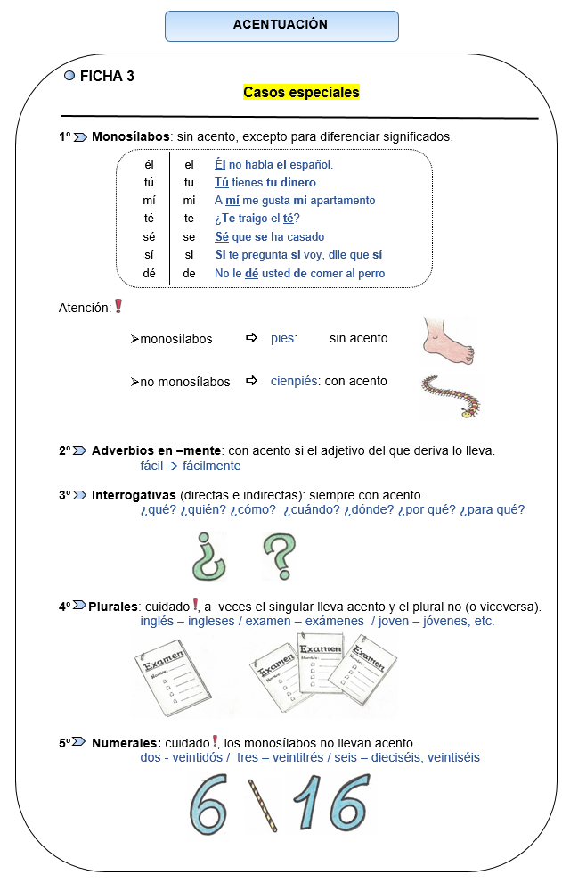 Casos especiales – Aula de español